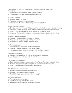 Animal Farm notes part 2 - I. Introduction A. Recap of the events ...