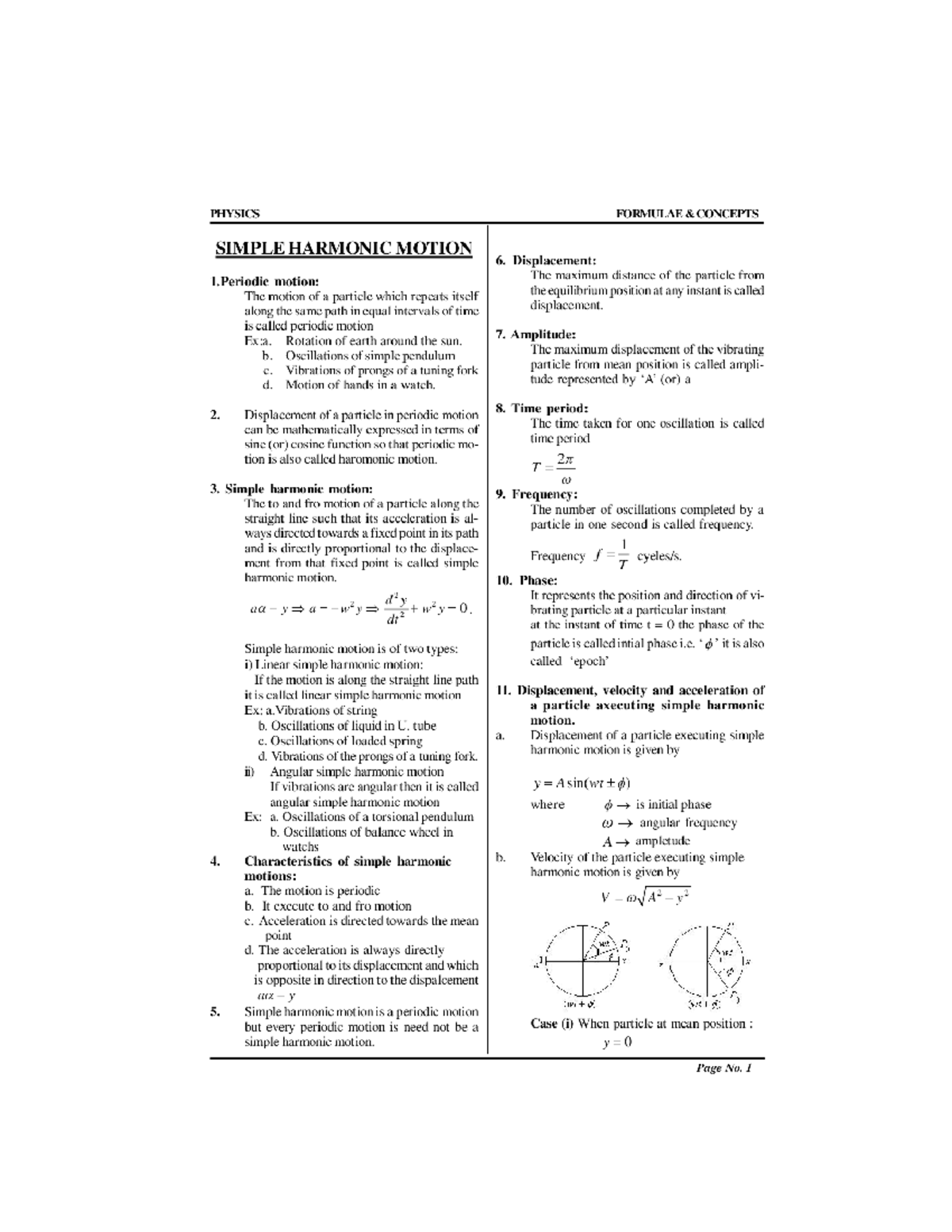 Oscillations Formula PAGE - physic ,science - Studocu