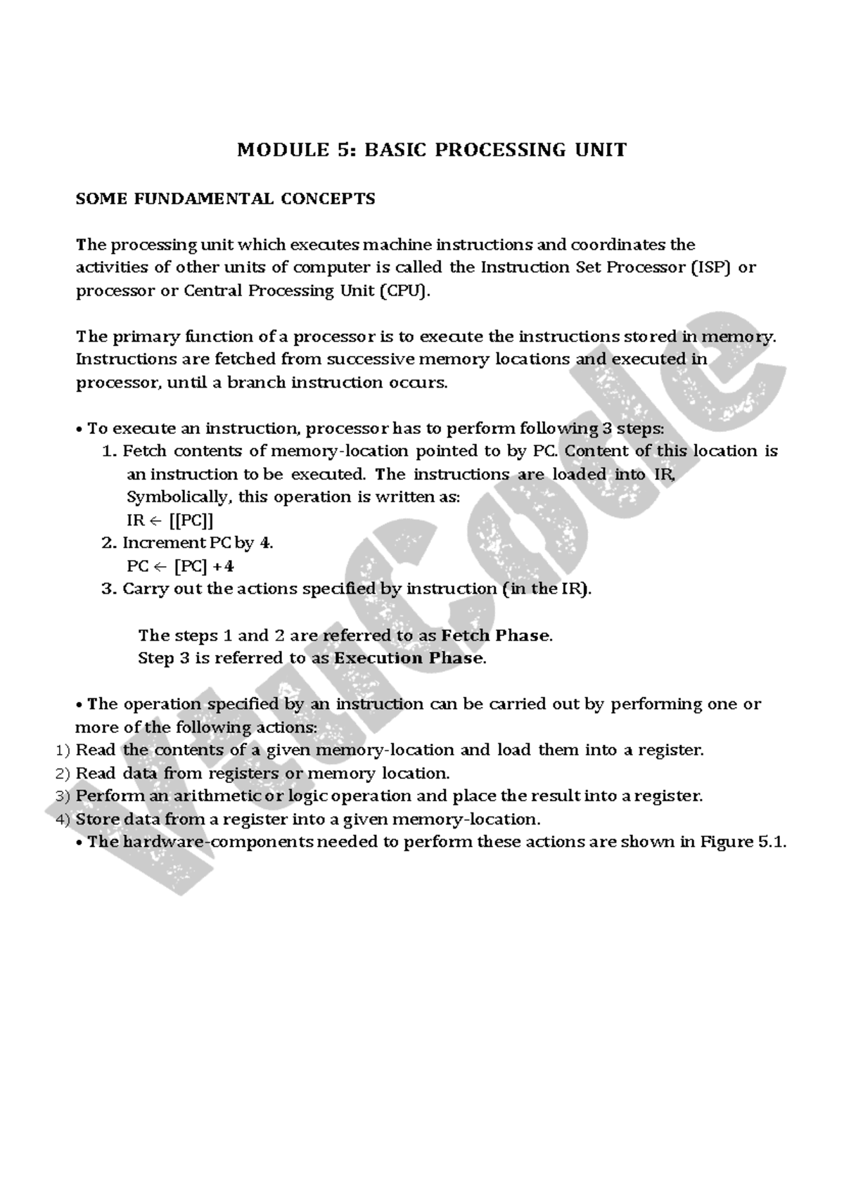 @vtucode - MODULE 5: BASIC PROCESSING UNIT SOME FUNDAMENTAL CONCEPTS The processing unit which ...