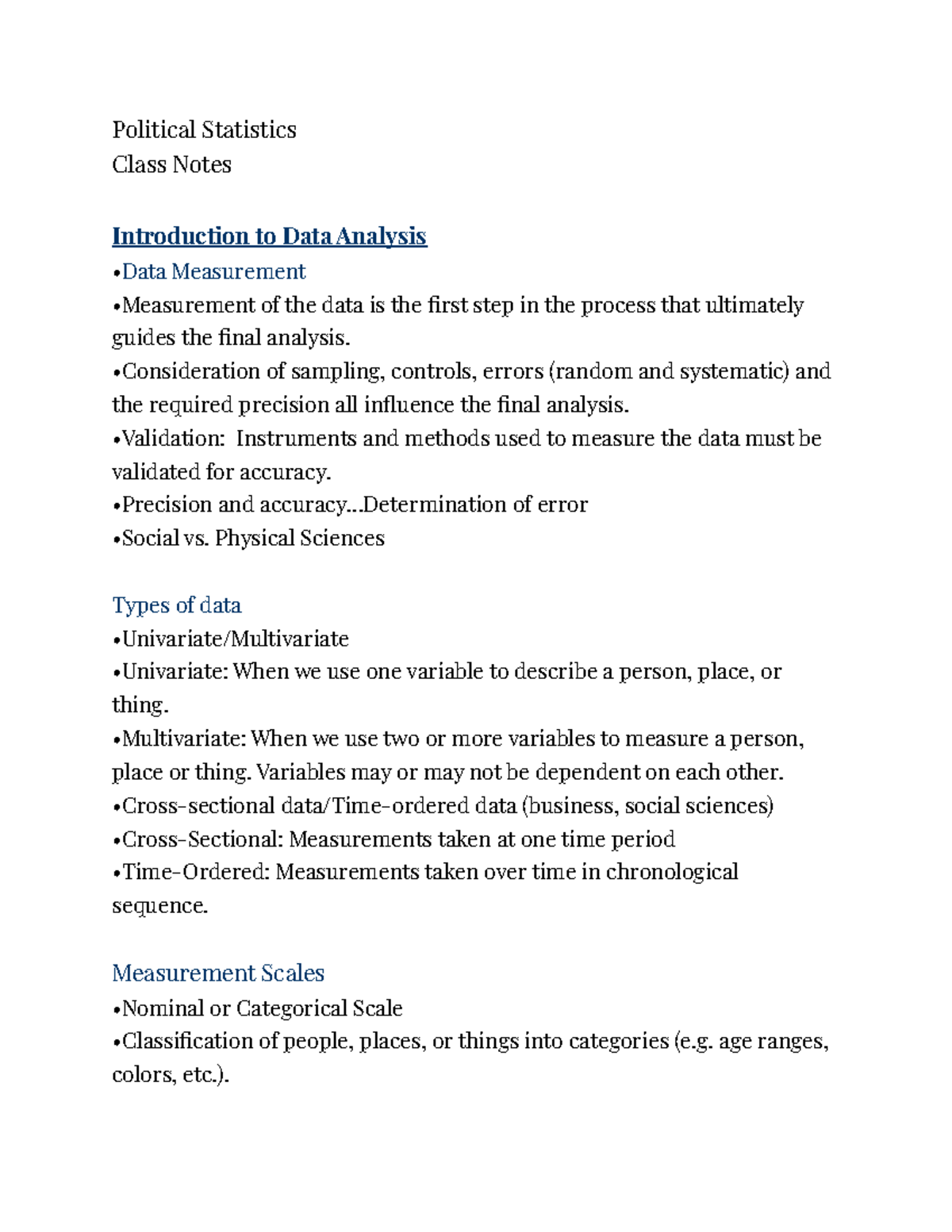 PSC 1 - Intro to bivariate analysis - Political Statistics Class Notes ...