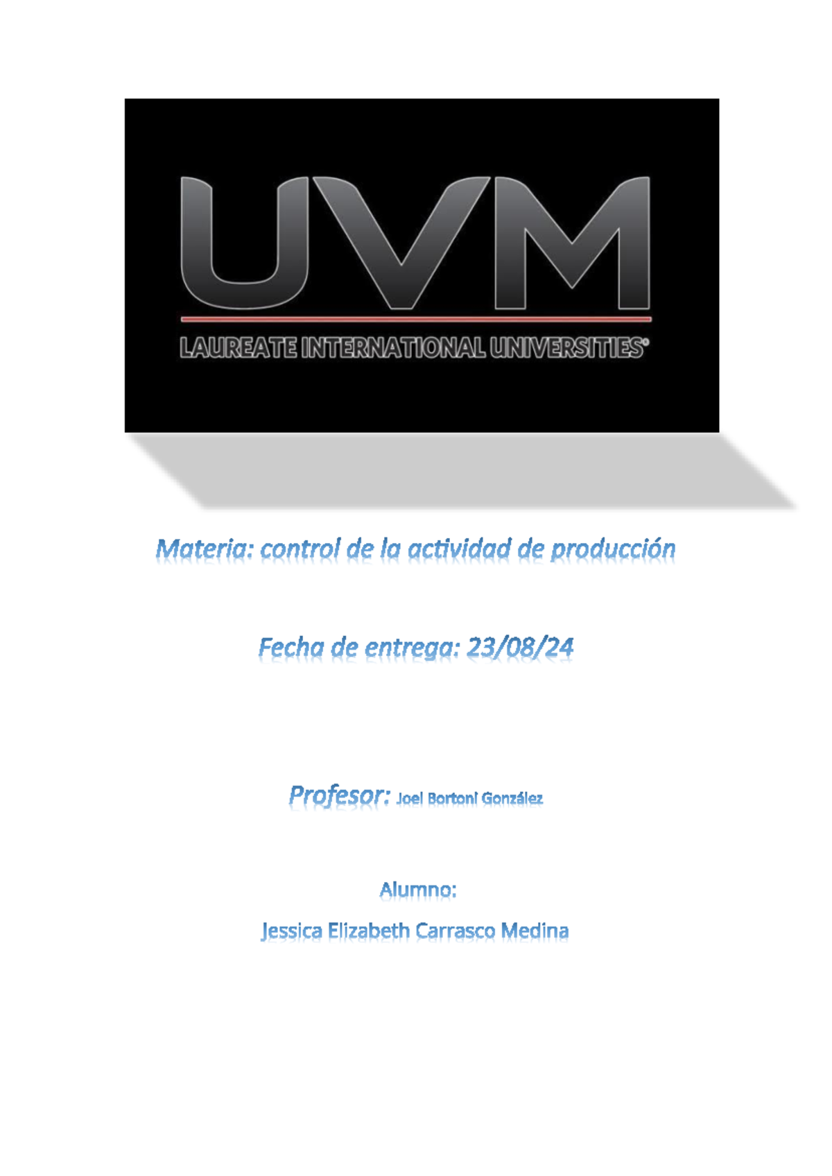 actividad extra - Materia: control de la actividad de producción Fecha ...