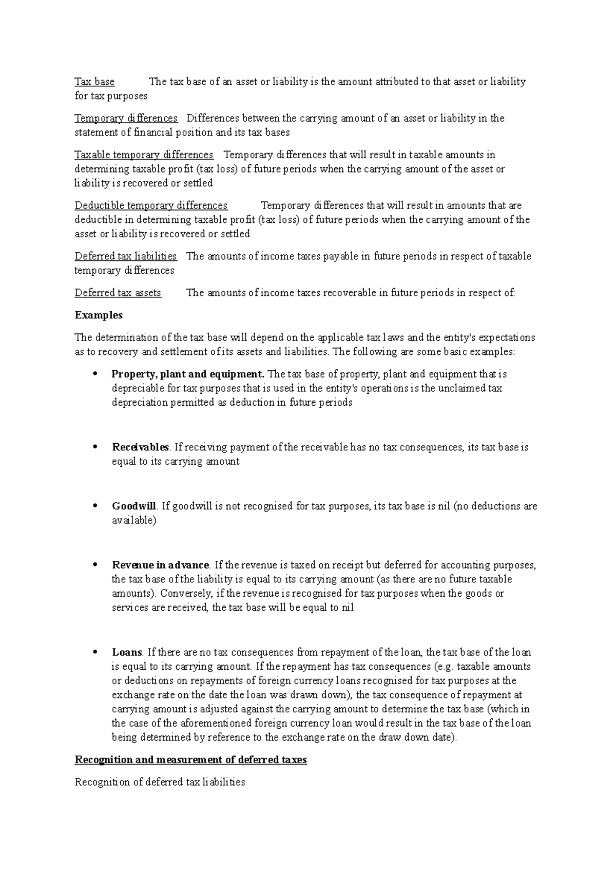 Module 4 DTA DTL - Accounting - Tax base The tax base of an asset or ...