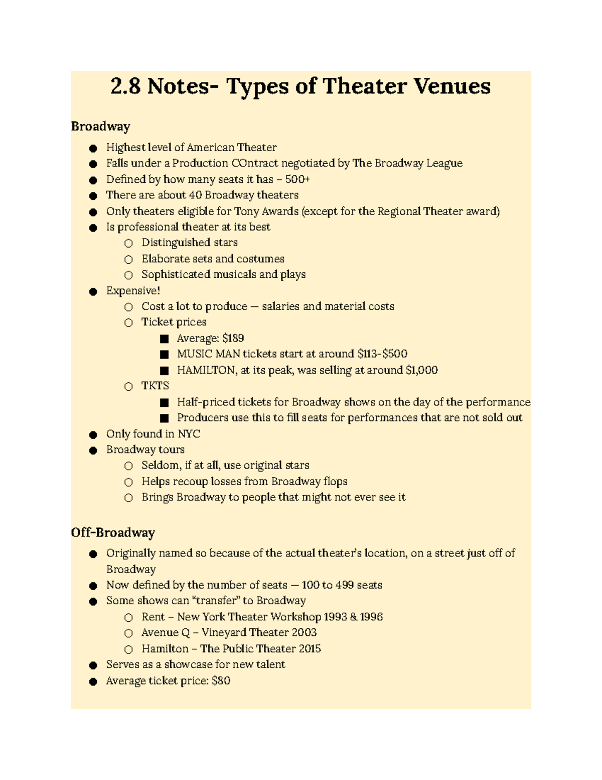 2.8 Notes- Types of Theater Venues - 2 Notes- Types of Theater Venues ...