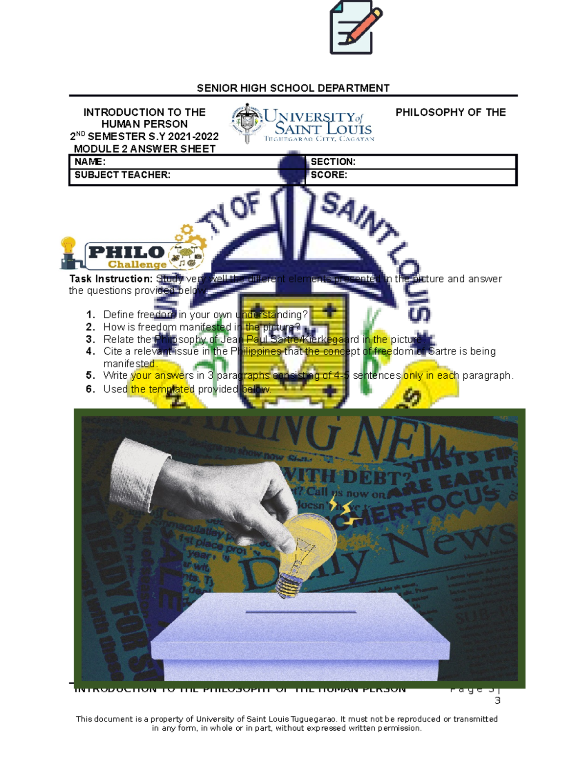 Finals LT Philo Module Week 2 - SENIOR HIGH SCHOOL DEPARTMENT ...