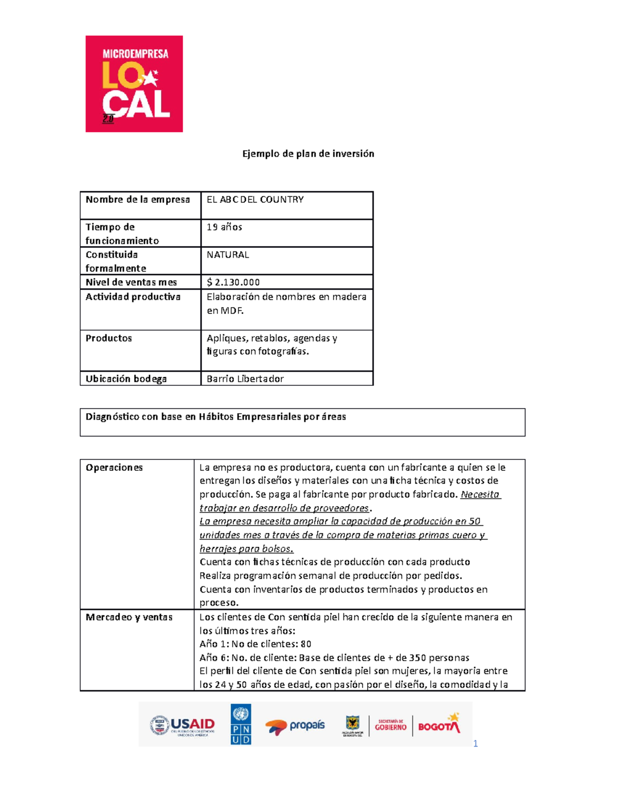 Ejemplo Plan de Inversion EL ABC DEL Country - Ejemplo de plan de ...