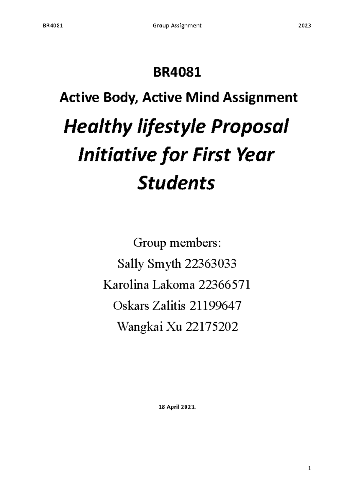 BR4081 - Active Body, Active Mind Assignment - BR Active Body, Active ...