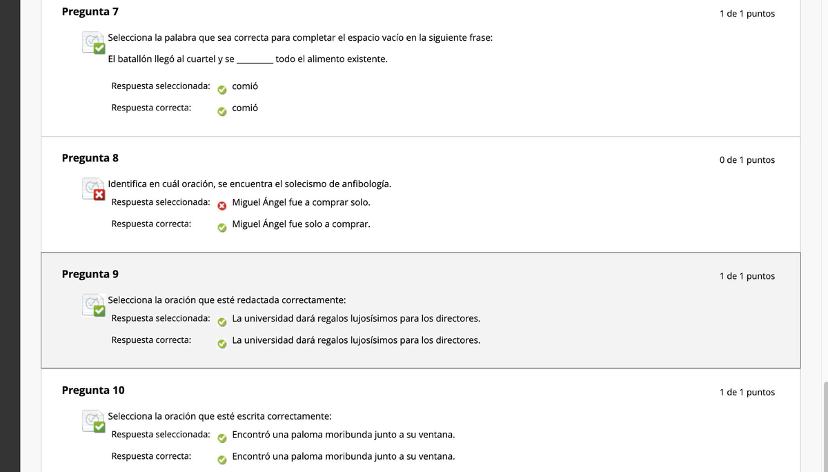 Actividad 6 automatizada - Pregunta 7 1 de 1 puntos Selecciona la palabra que sea correcta para ...