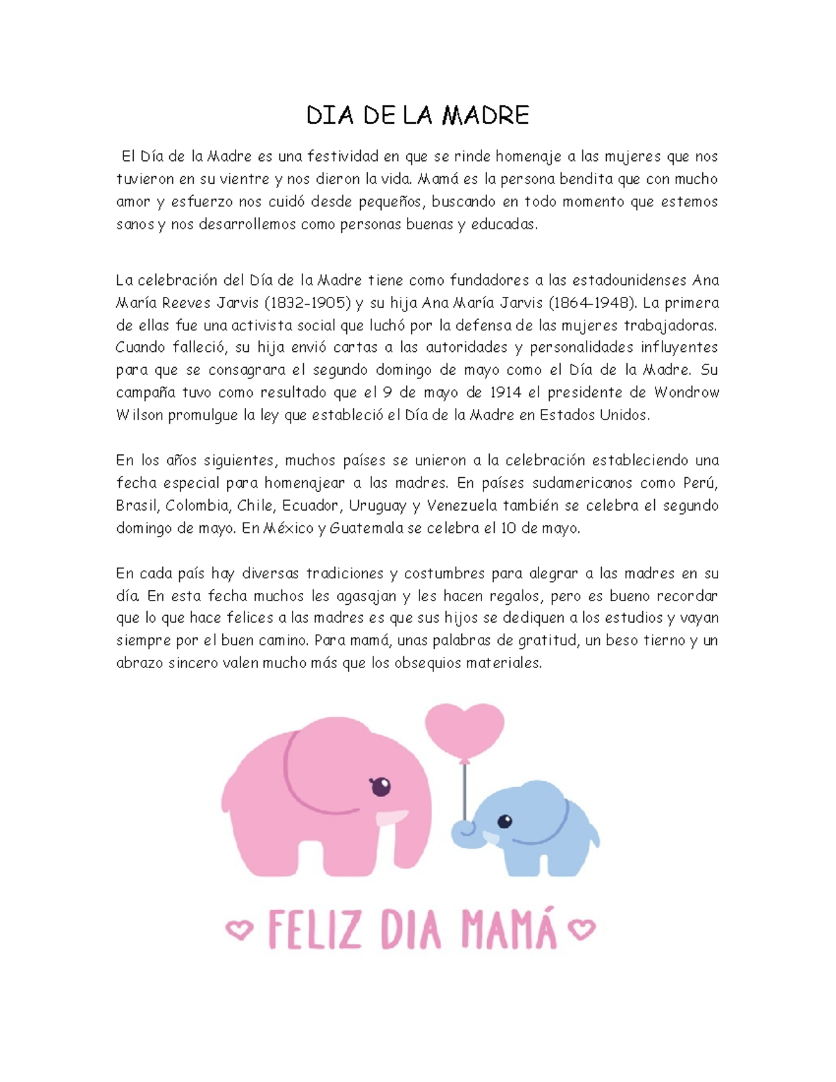 DIA DE LA Madre - DIA DE LA MADRE El Día de la Madre es una festividad ...