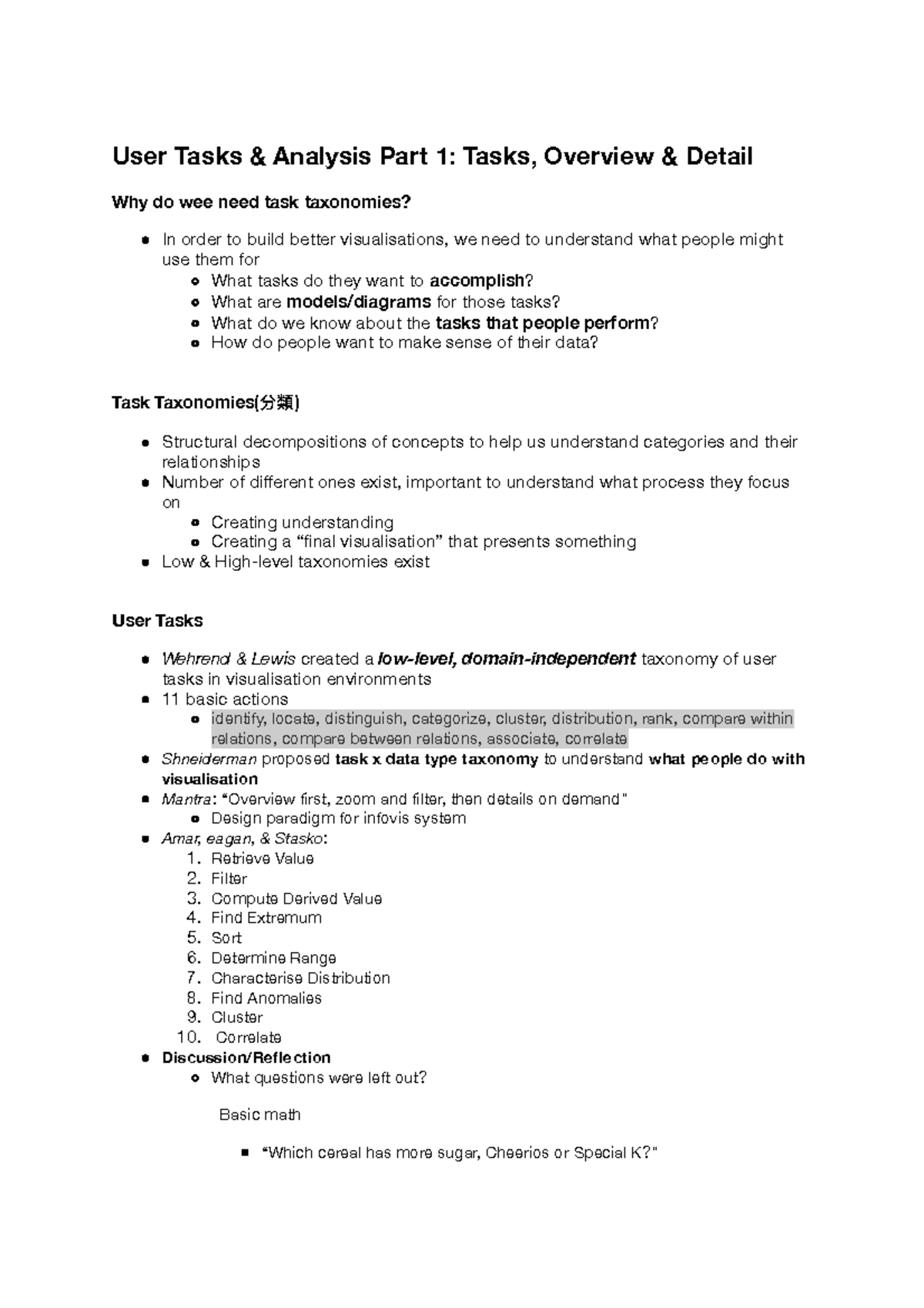 User Tasks & Analysis 1 - User Tasks & Analysis Part 1: Tasks, Overview ...