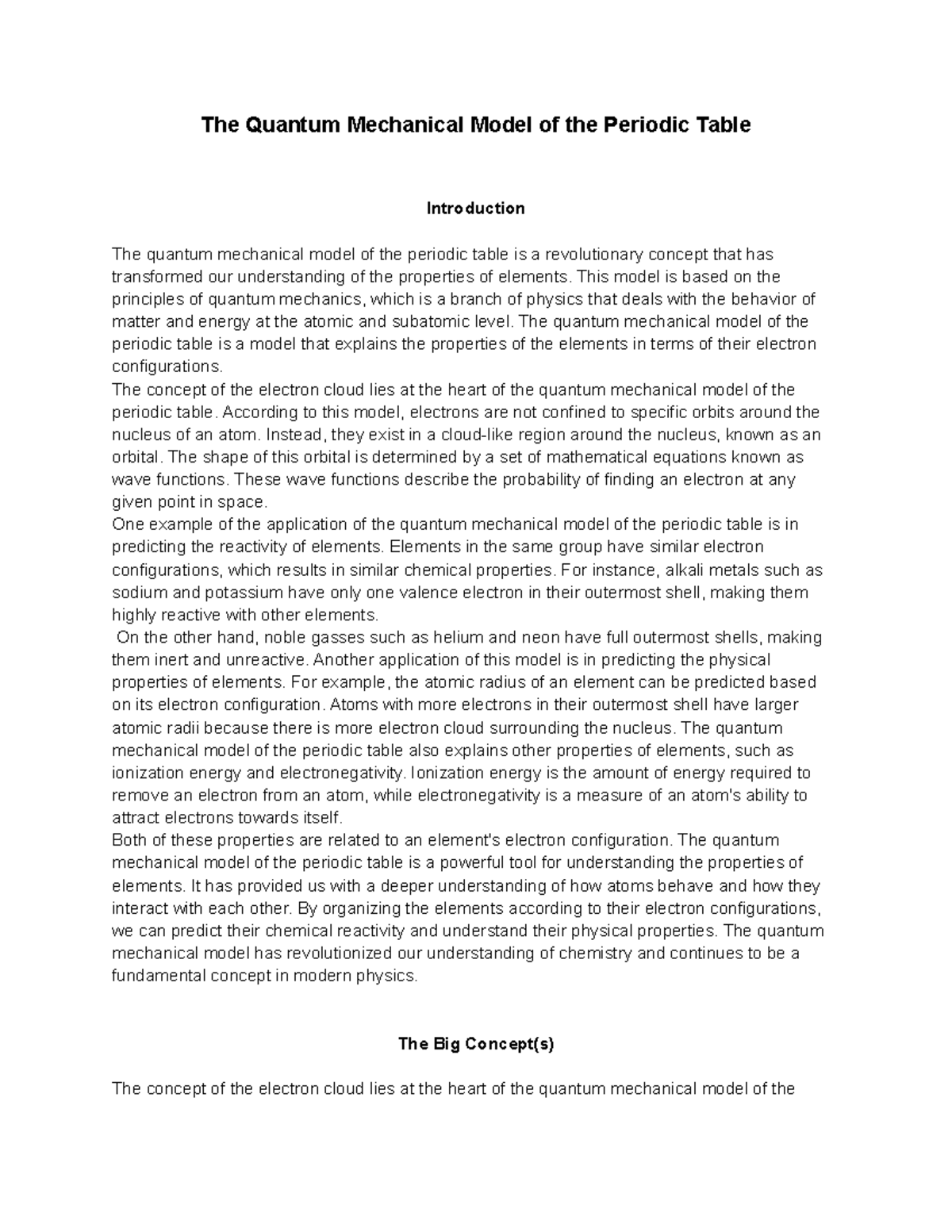 The Quantum Mechanical Model of the Periodic Table - The Quantum ...