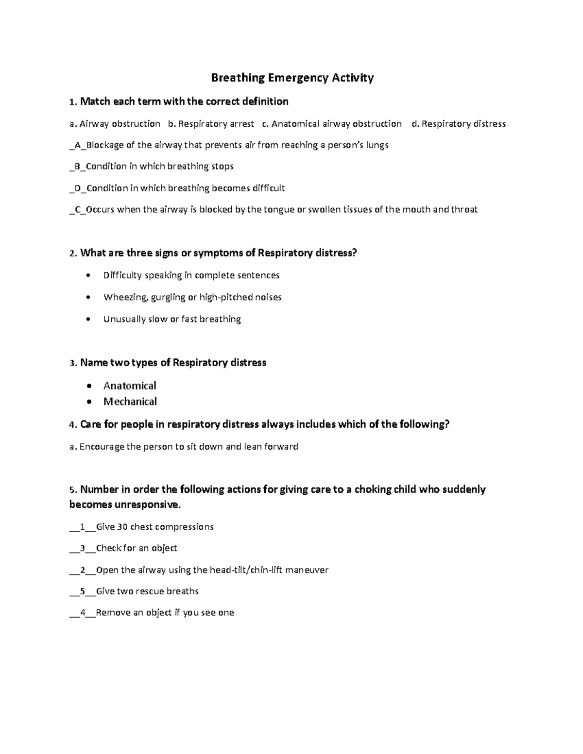 Breathing Emergency Activity-17 - KNR 180 - ISU - Studocu