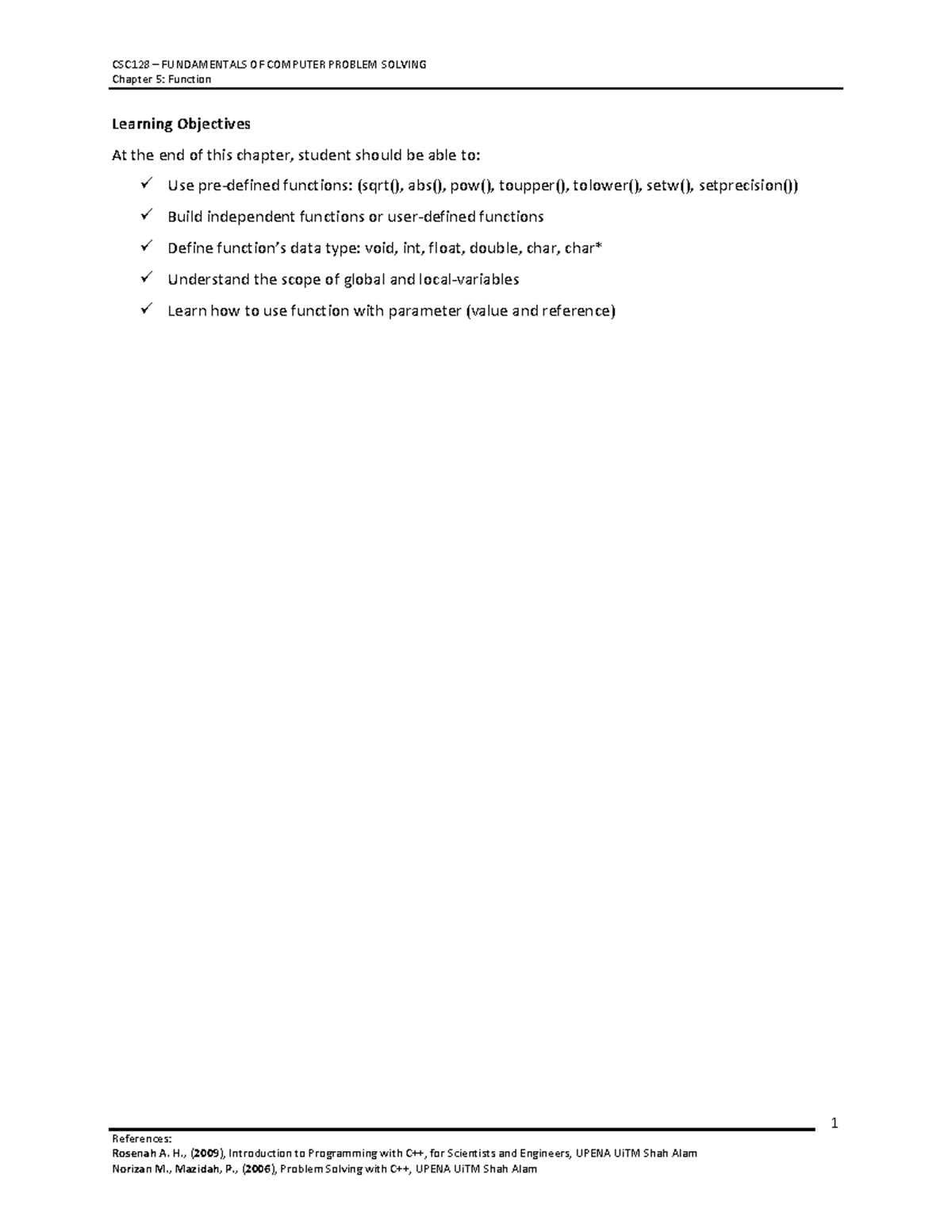 Csc128topic 5 Introduction To Function Csc128 Fundamentals Of Computer Problem Solving
