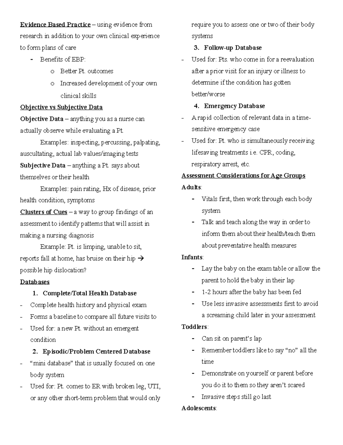 Exam 1 blueprint - Evidence Based Practice – using evidence from ...