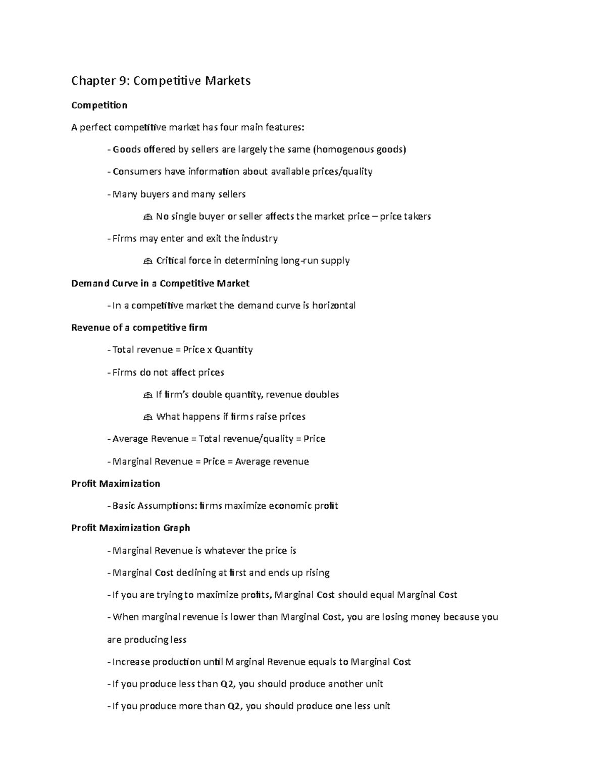 Economics chapter 9 note - Chapter 9: Competitive Markets Competition A ...