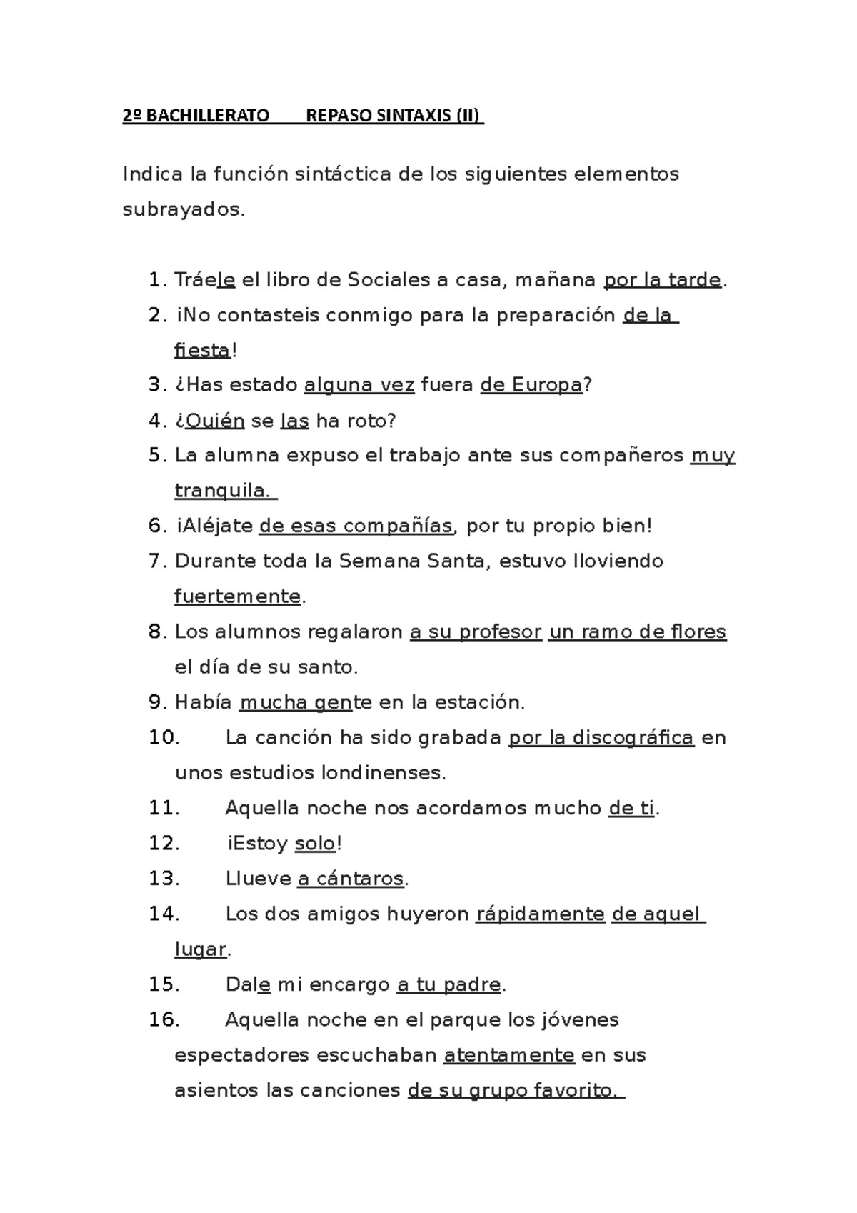 Repaso Sintaxis 1 trim clickedu - 2º BACHILLERATO REPASO SINTAXIS (II ...