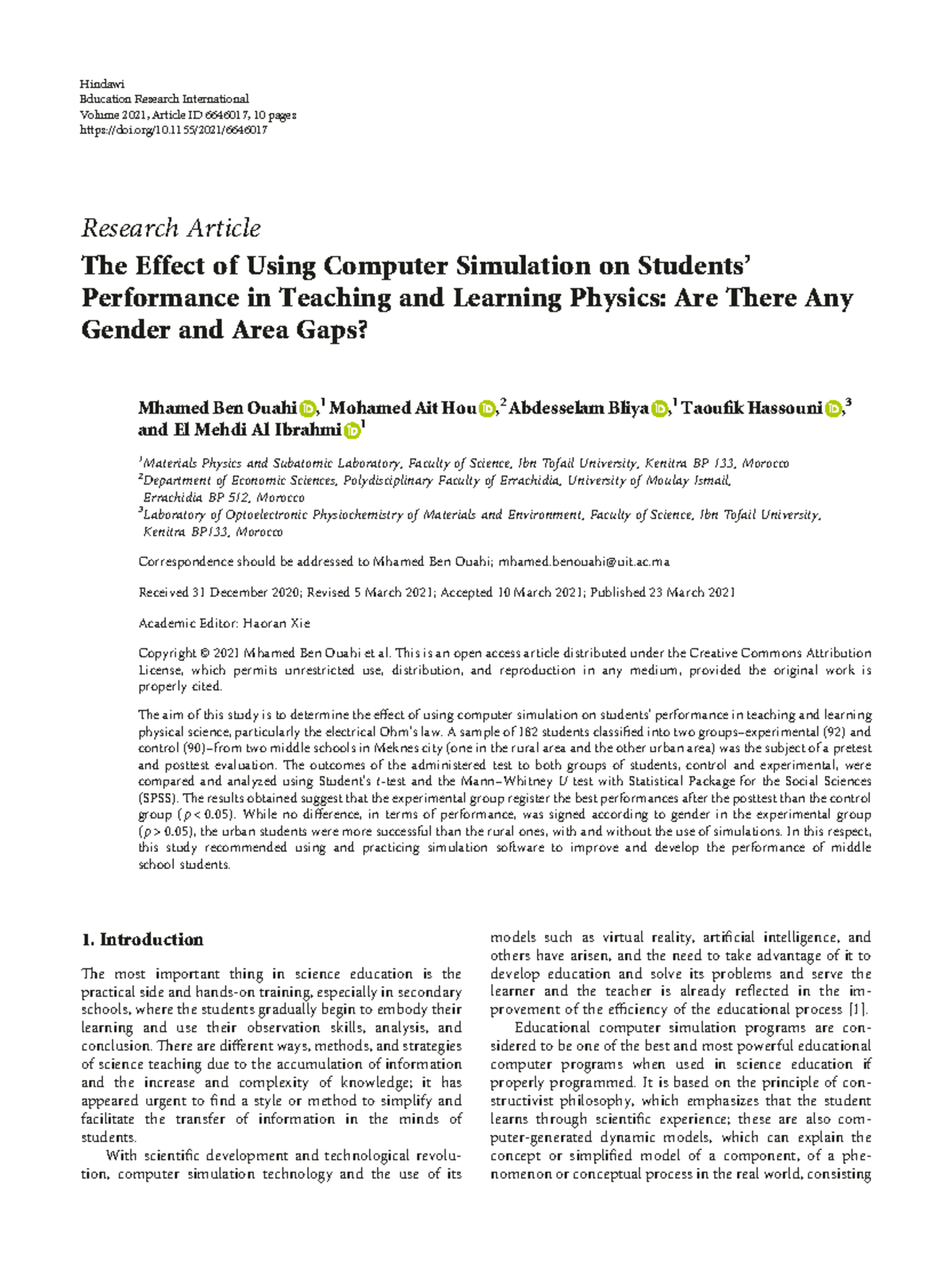 The Effect of Using Computer Simulation on Student - Research Article ...