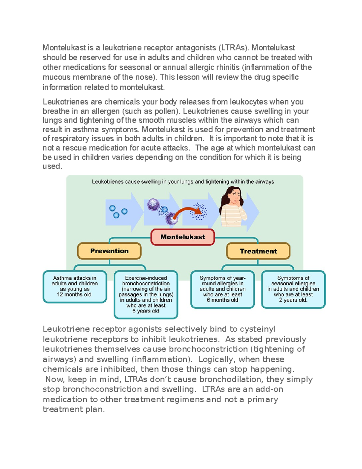 Leukotriene Receptors (Montelukast) - Montelukast is a leukotriene ...