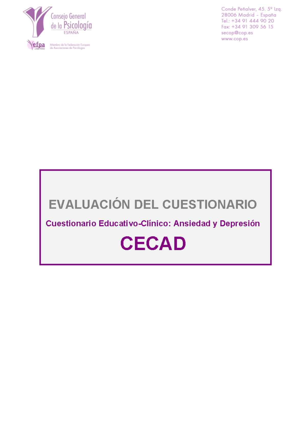 Cecad-TEA - trastornos del neurodesarrollo - EVALUACIÓN DEL CUESTIONARIO Cuestionario - Studocu
