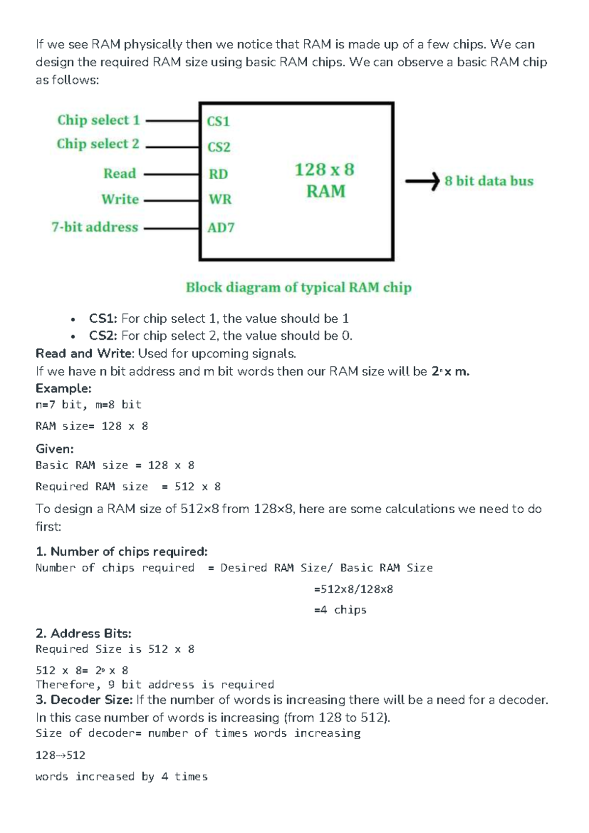 Ram construct - class note - If we see RAM physically then we notice ...