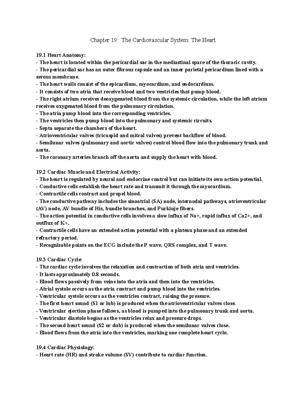 Chapter 19- The Cardiovascular System The Heart - The pericardial sac ...
