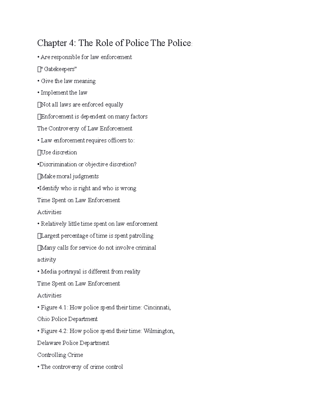 Chapter 4 - Lecture notes CHP 4 - Chapter 4: The Role of Police The ...