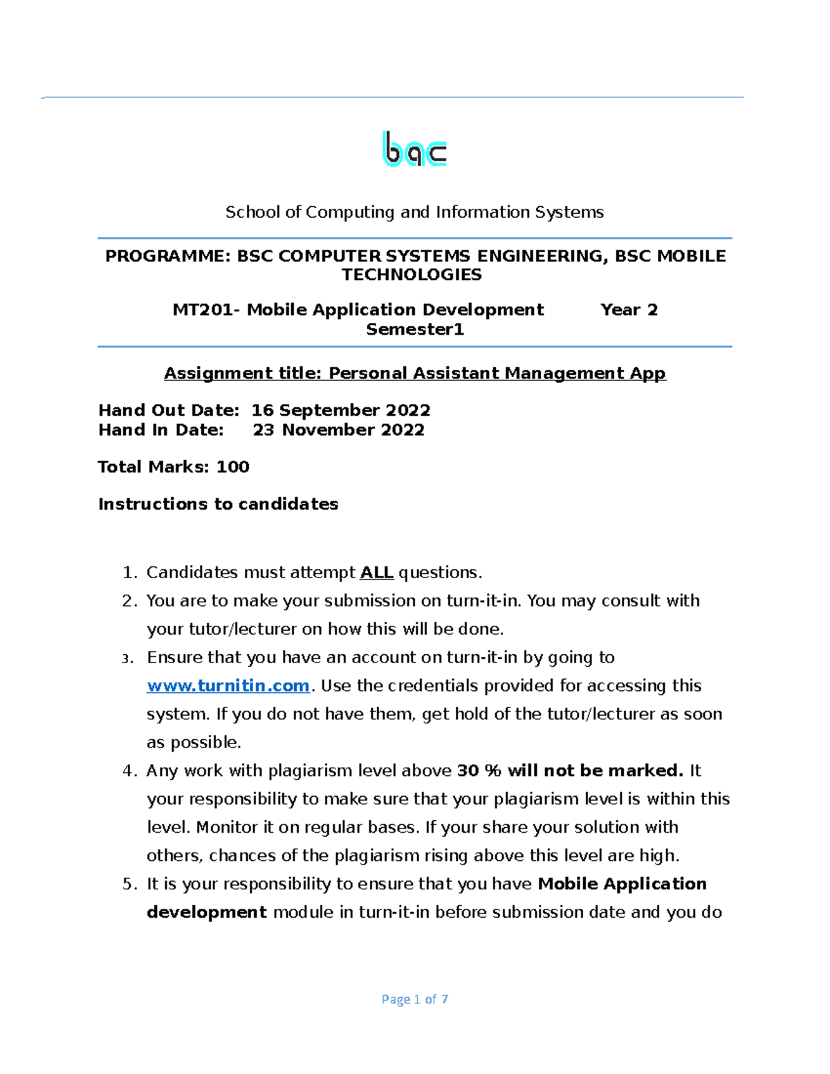 MAD Assignment Semester 1 2022 final - School of Computing and Information Systems PROGRAMME ...