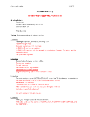 AP Lang Argument Notes - outline for essay - Argumentative Essay YOUR ...
