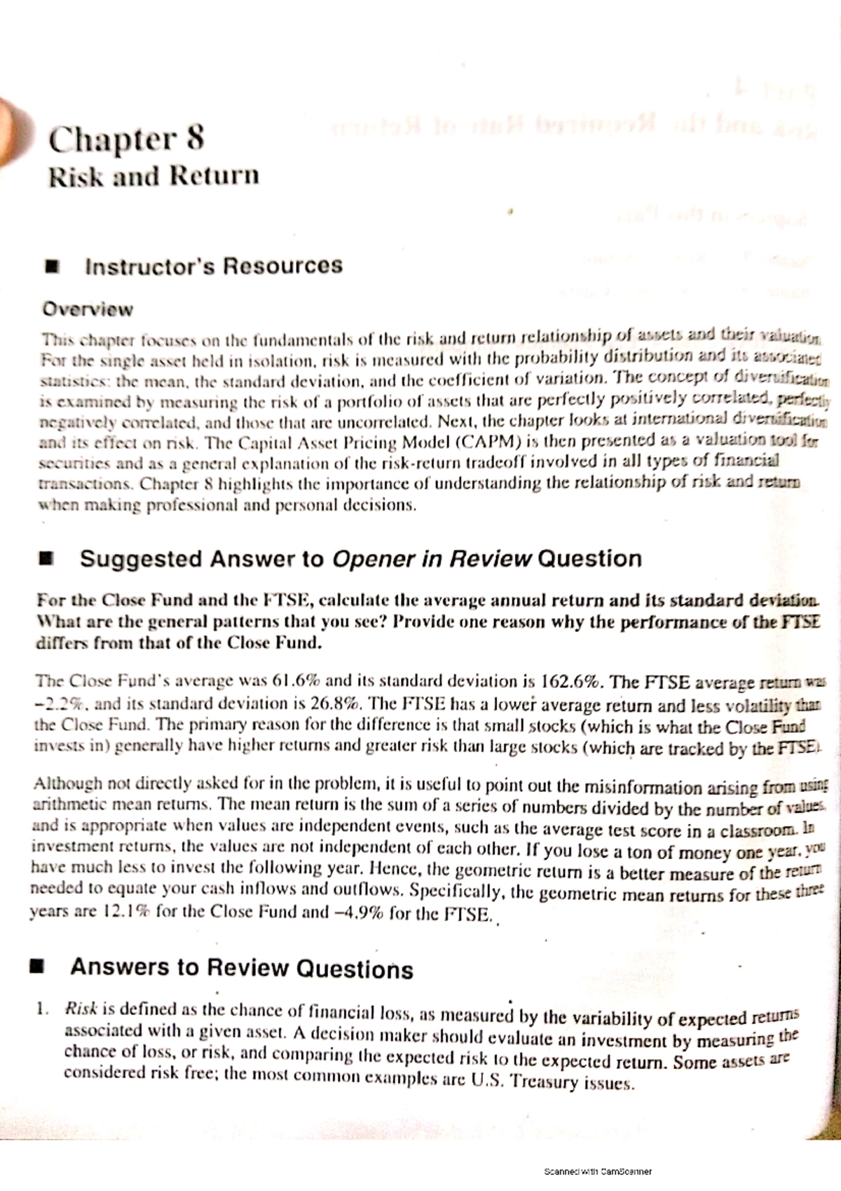 Risk and return gitman solution - Financial Management - Studocu