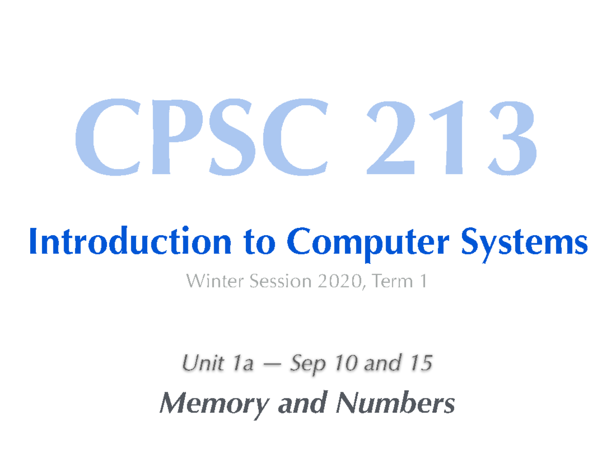 213-1a - dafsfasd - CPSC 213 Introduction to Computer Systems Winter Session 2020, Term 1 ...