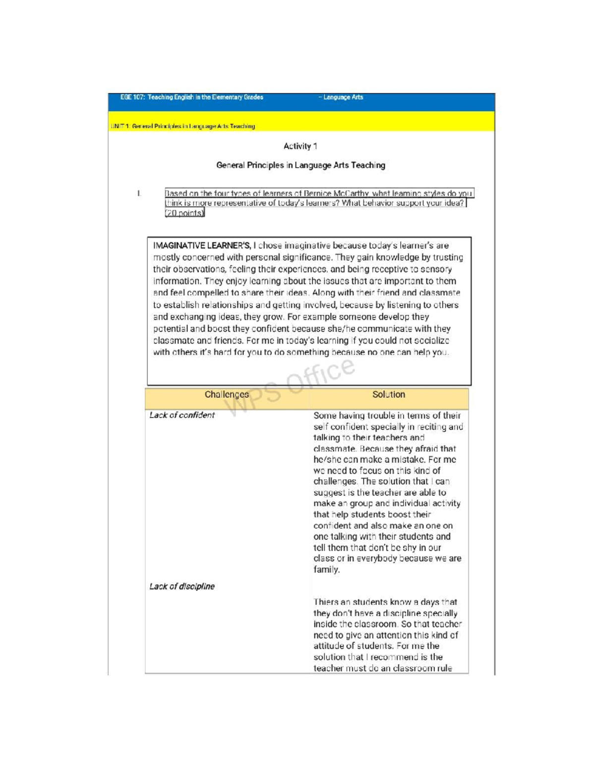 EGE, Activity 1 - Education - Studocu