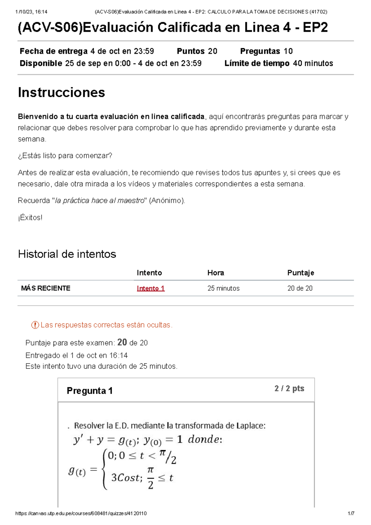 (ACV-S06)Evaluación Calificada en Linea 4 - EP2 Calculo PARA LA TOMA DE Decisiones (41702) - Studocu