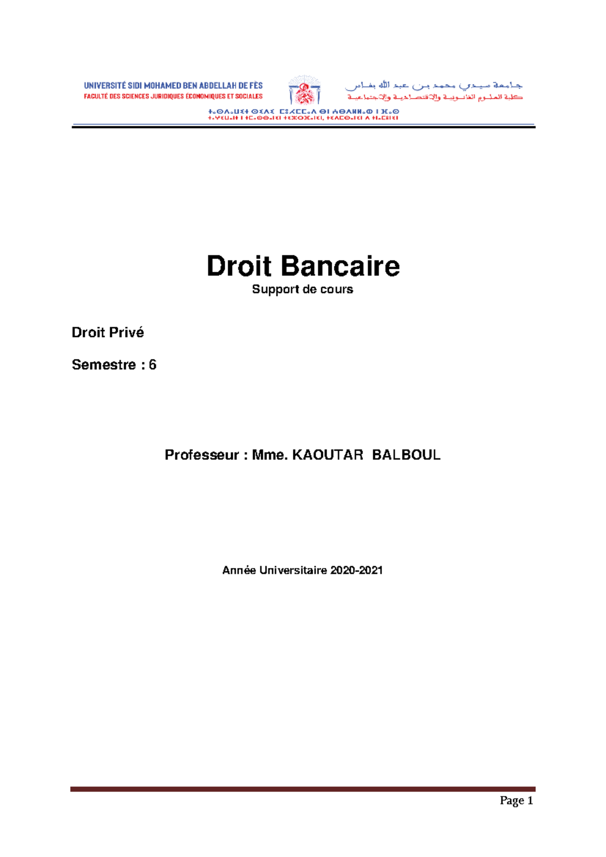 Support de cours droit bancaire - Droit Bancaire Support de cours Droit ...