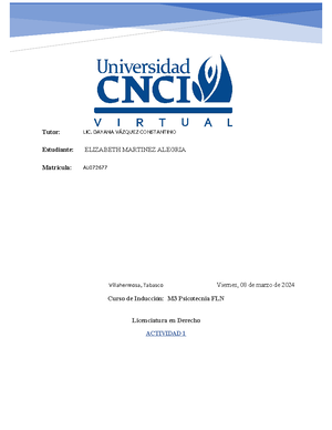 Psicotecnica ACT 1 - cnci - Nombre del alumno: Osvel Tahi Mares Del Angel Nombre del maestro ...