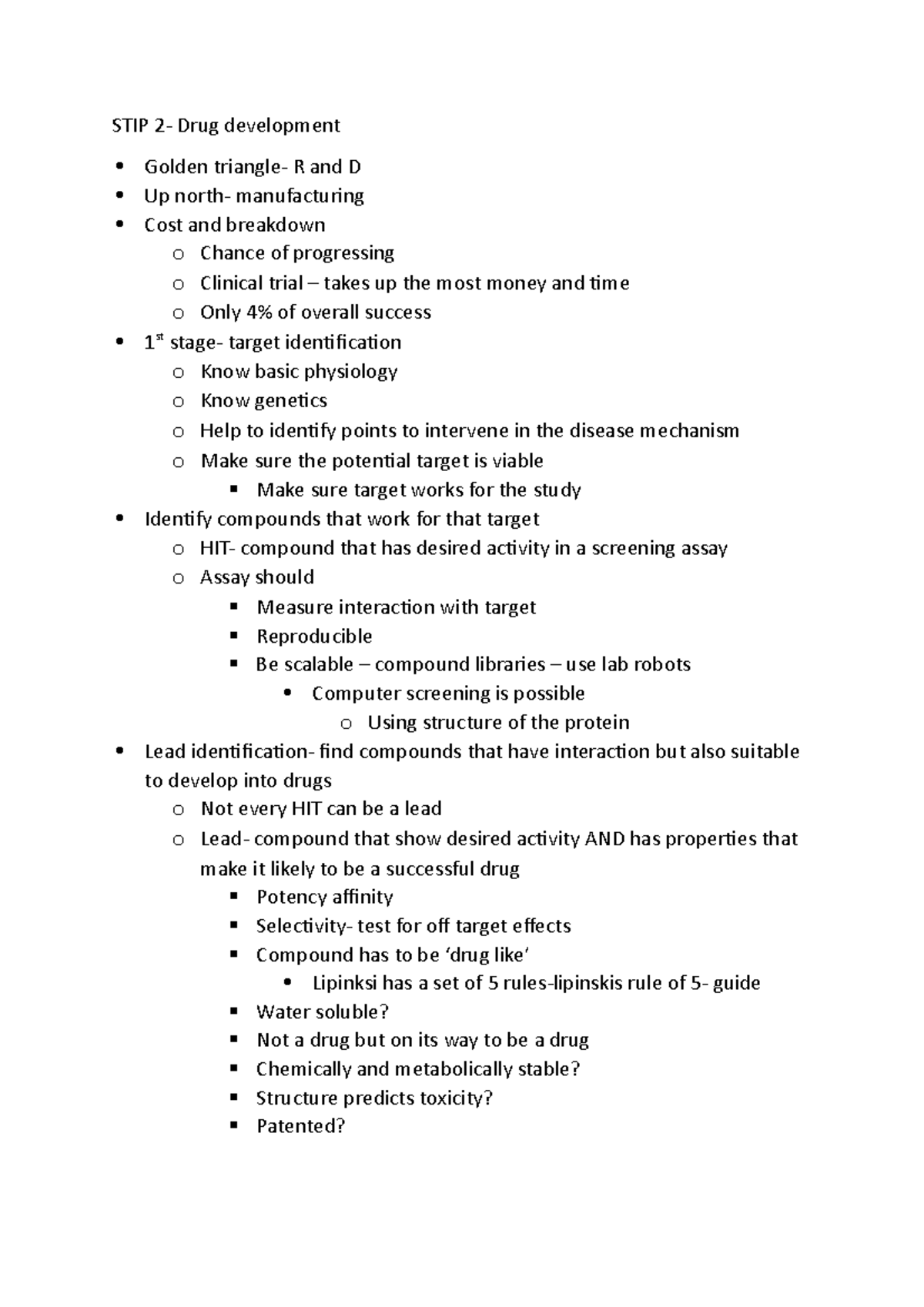 Stips - pharmacology - STIP 2- Drug development Golden triangle- R and ...