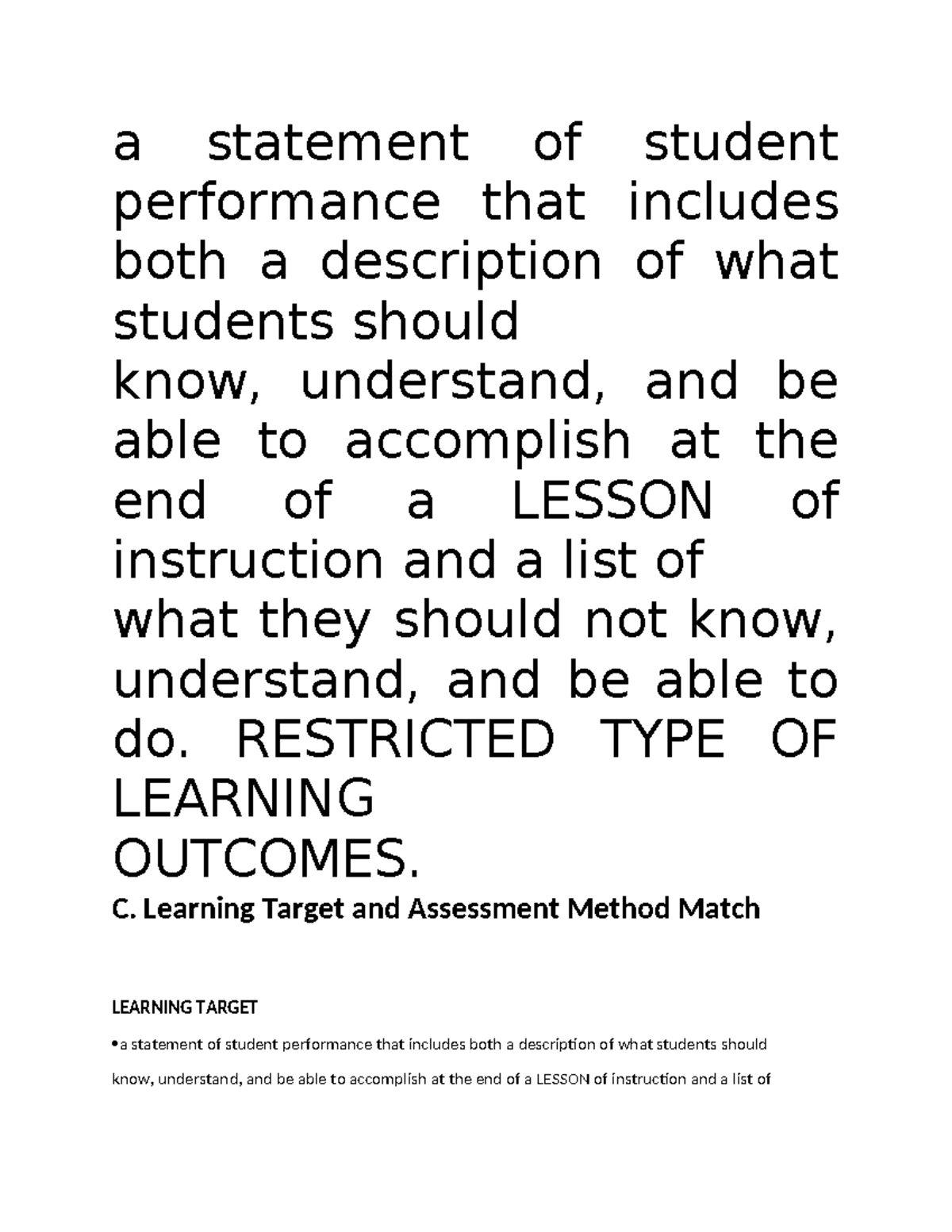 Eng BEED III - assignment - a statement of student performance that ...