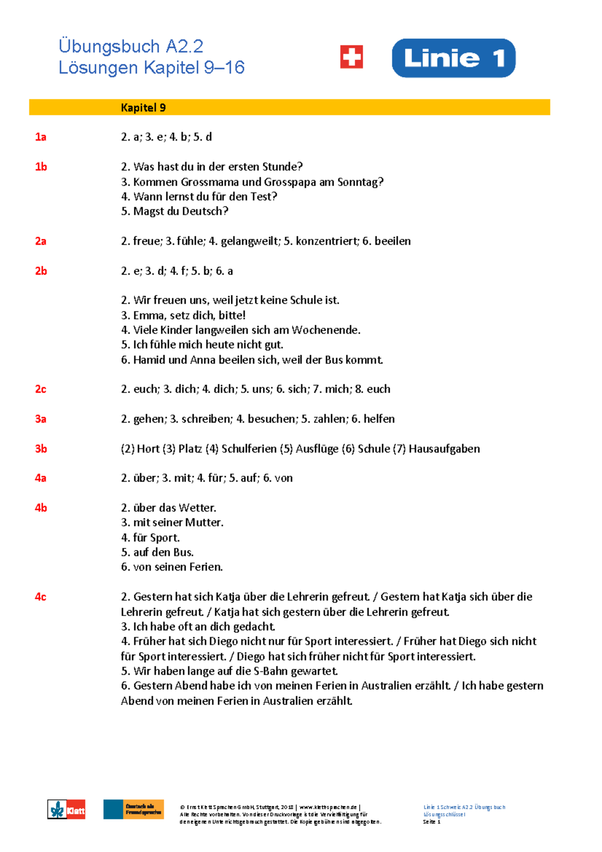 Linie 1 Schweiz A2 Loesungen-Übungsbuch A2 - Lösungen Kapitel 9 ...