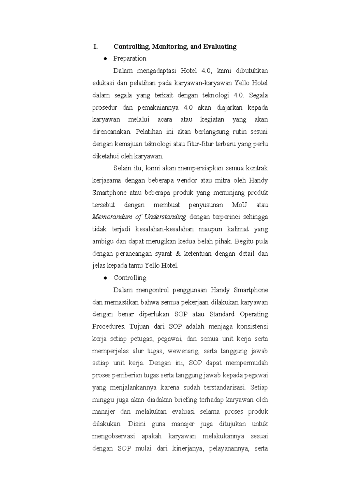 Controlling, Monitoring, and Evaluating - I. Controlling, Monitoring ...