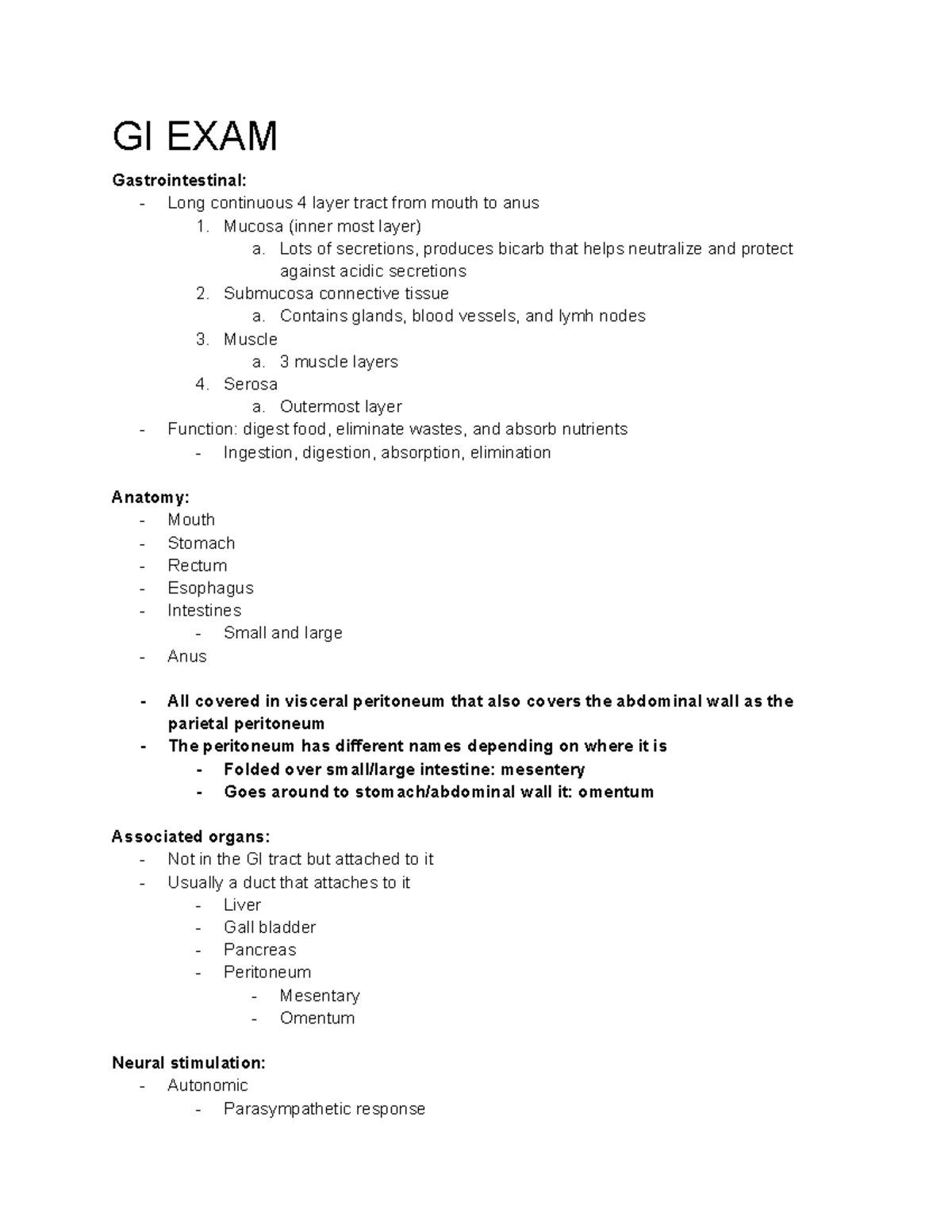 GI EXAM - Summary Adult Health II: Medical-Surgical Nursing (Theory ...