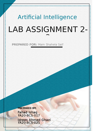 Lab Assignment 02-03 - CSC 462 – ARTIFICIAL INTELLIGENCE ASSIGNMENT 02 ...