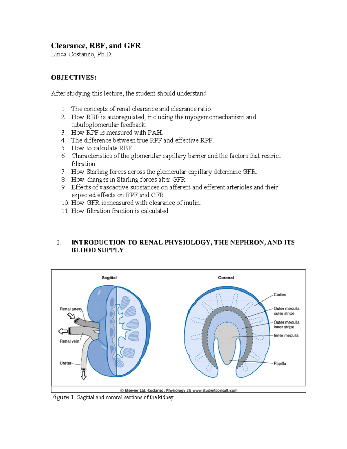 2 Clearance, RBF and GFR - Clearance, RBF, and GFR Linda Costanzo, Ph ...