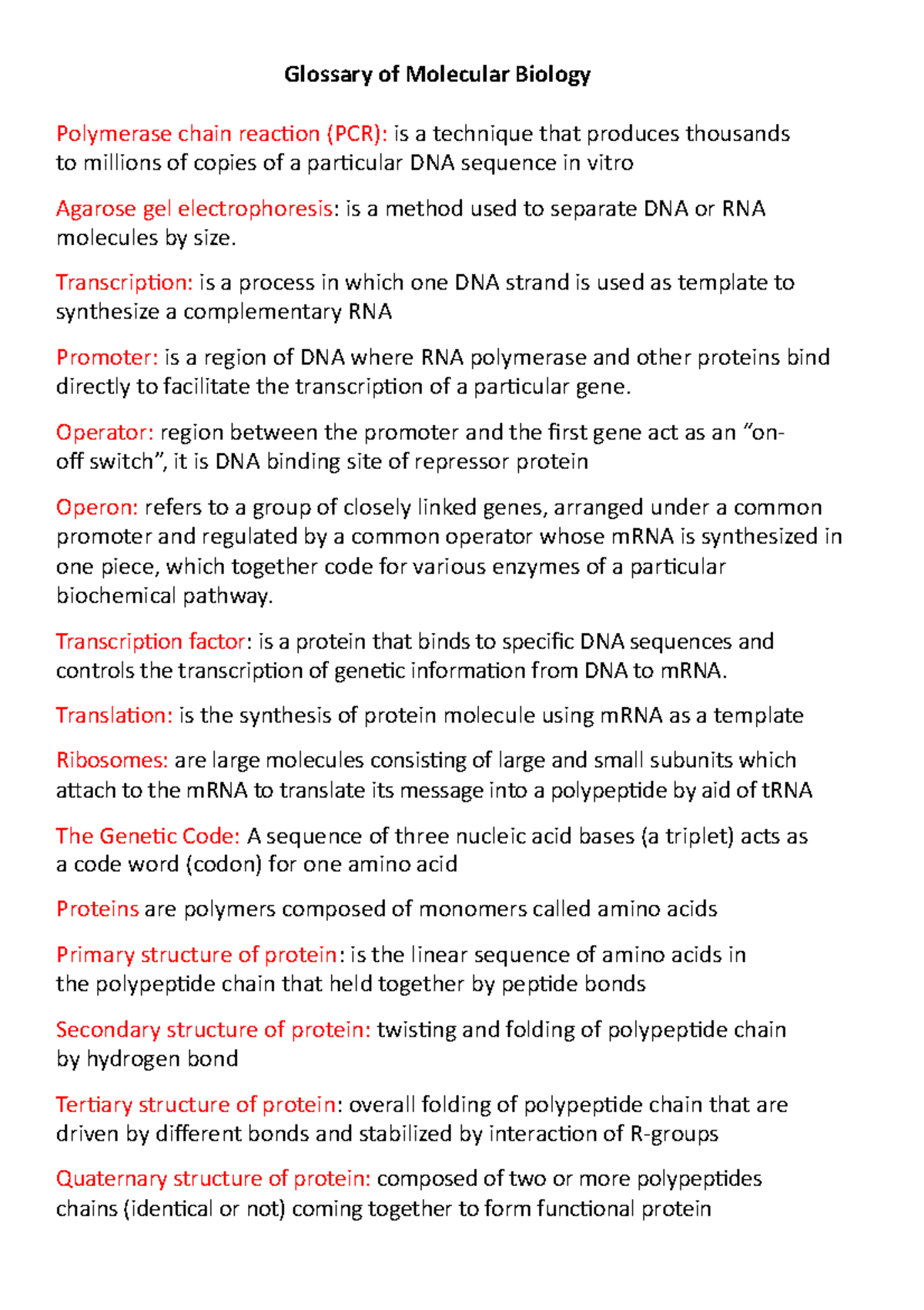Glossary of Molecular Biology - Glossary of Molecular Biology ...