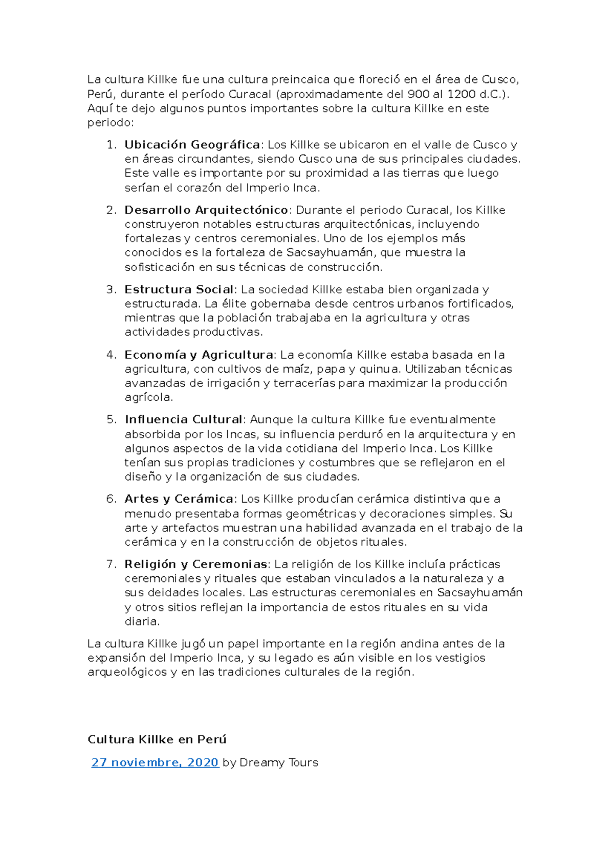 Cultura Killke - no hay - La cultura Killke fue una cultura preincaica ...