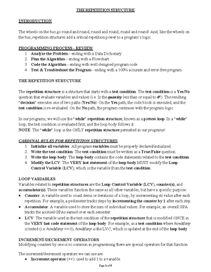 CPT167Lesson 3 - Lesson 3 - THE SELECTION STRUCTURE INTRODUCTION Decisions are an important part ...