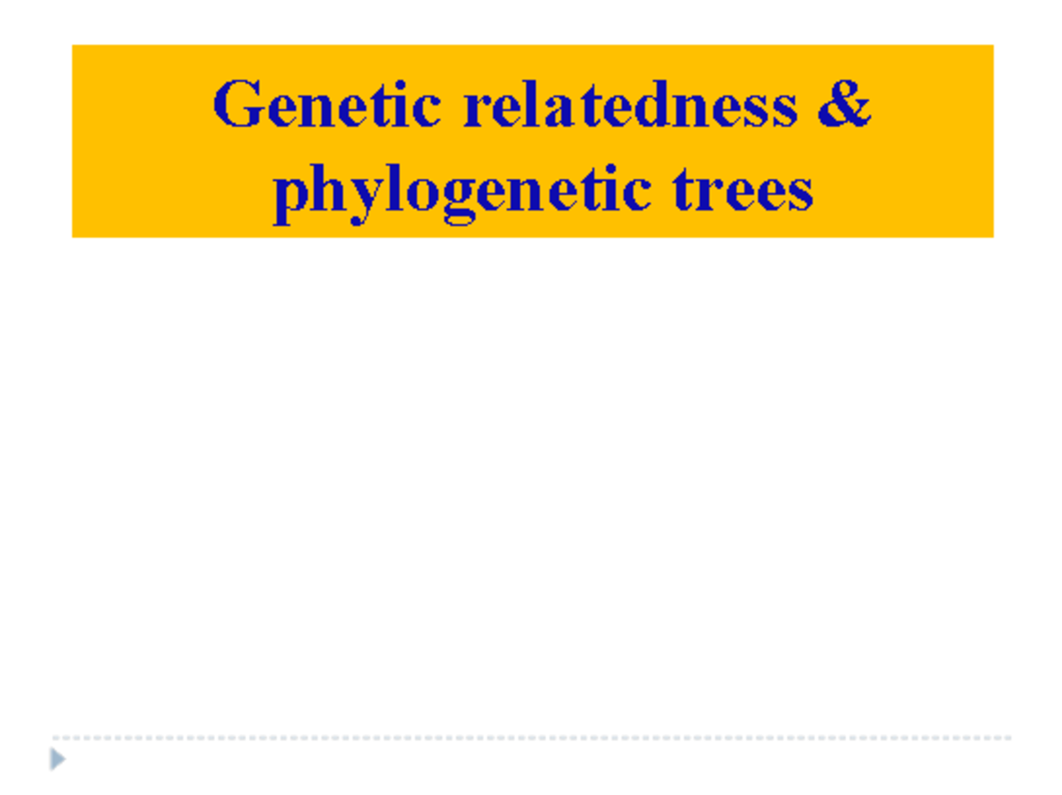 Genetic Relatedness Lecture Notes - Genetic relatedness & phylogenetic ...