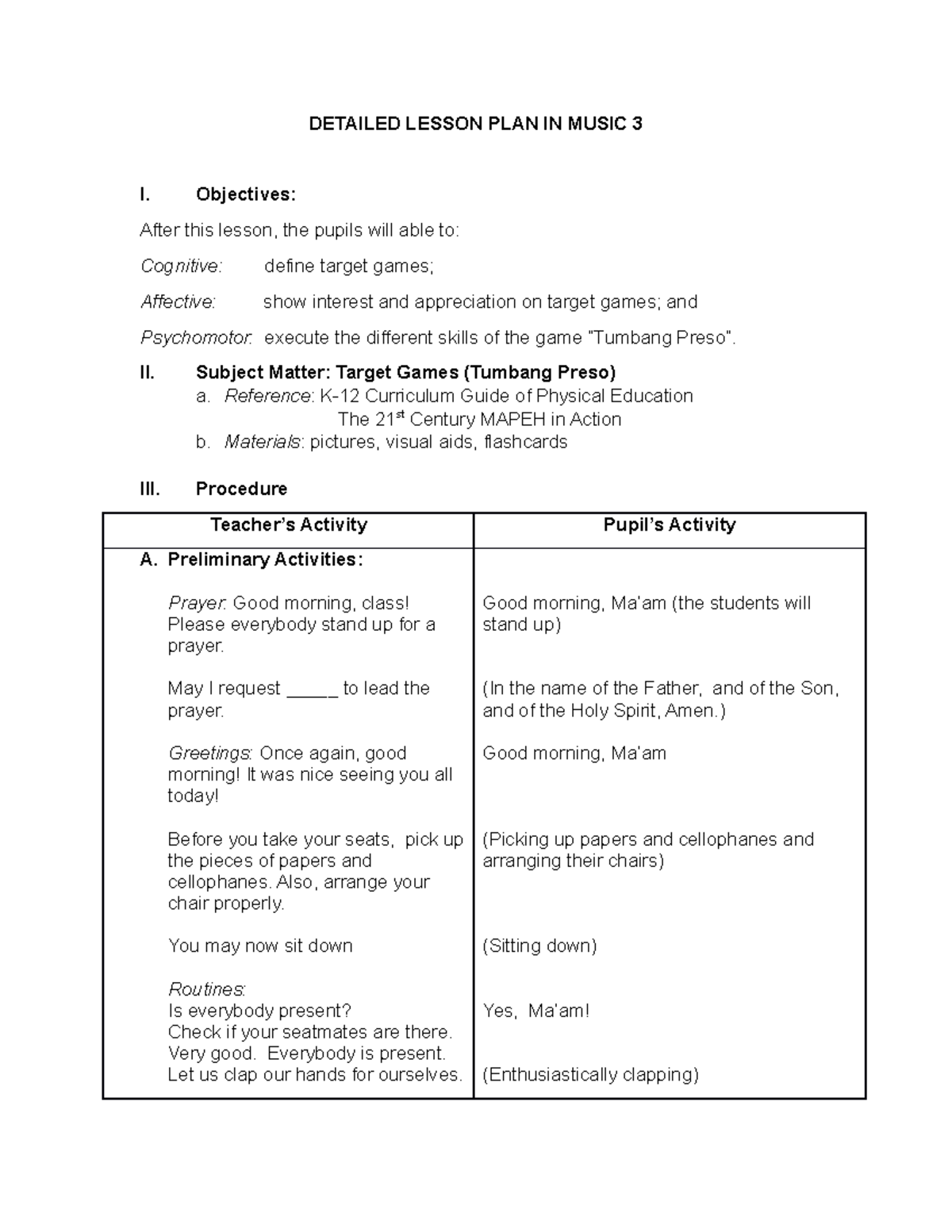 Lesson-PLAN-PE - Will help your Lesson Plan - DETAILED LESSON PLAN IN ...
