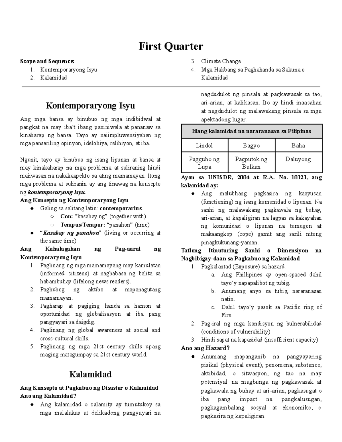 AP-10 - first quarter ap - First Quarter Scope and Sequence: 1 ...