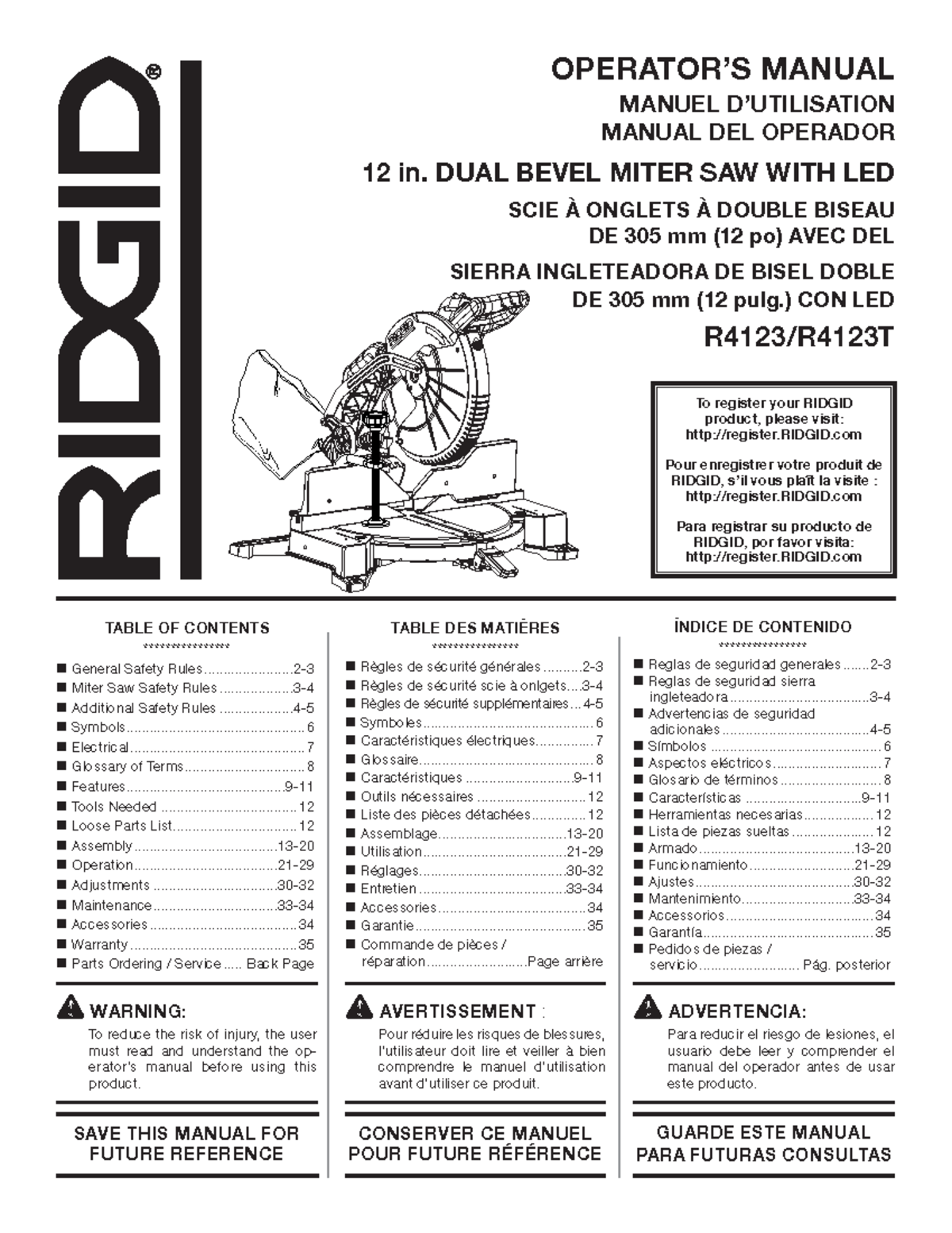 306939223 Use Care - Lecture notes 1 - To register your RIDGID product ...