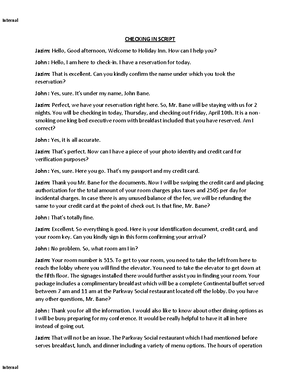 Arrival script - how to check in hotel when arrive guest - ARRIVAL SC ...