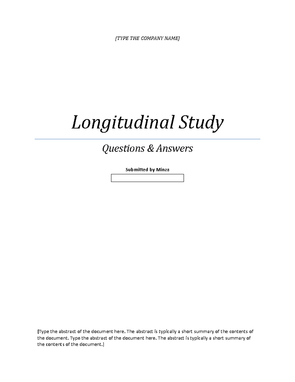 Longitudinal Study - sample - [TYPE THE COMPANY NAME] Longitudinal ...