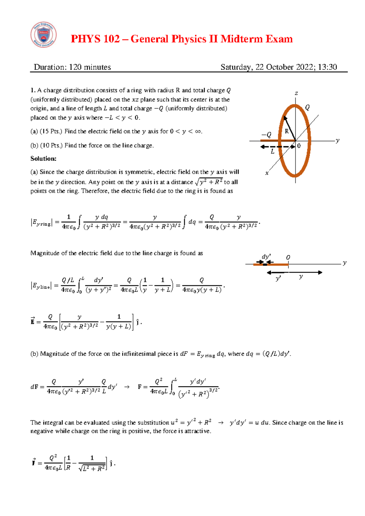 M1M1 - exercises - PHYS 102 – General Physics II Midterm Exam Duration ...